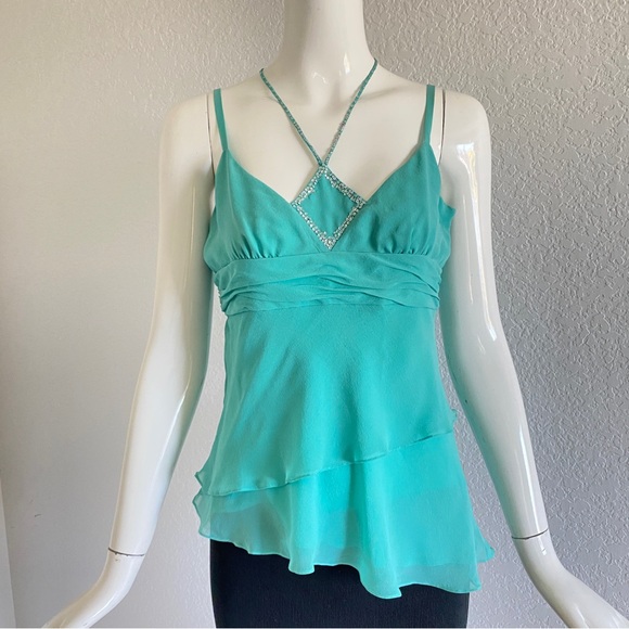 BCBGMaxAzria | Tops | Bcbg Maxazria Blue Silk Blouse | Poshmark